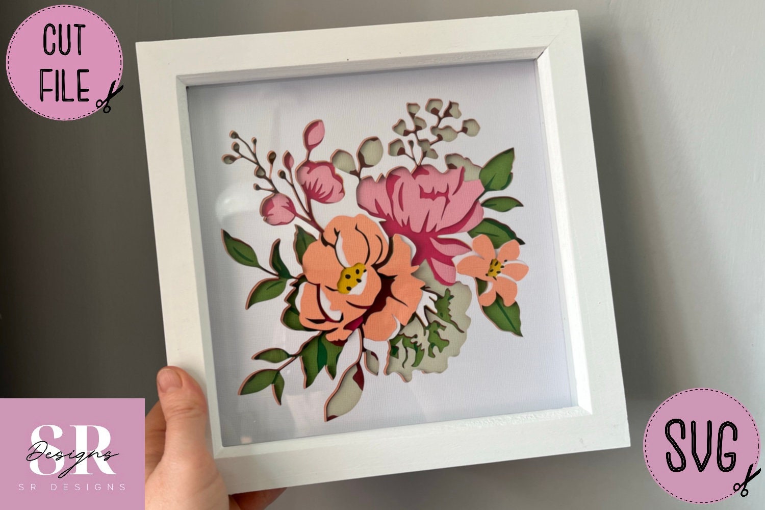 SVG: Layered English Rose Shadow Box. Digital Download. Paper Cutting ...