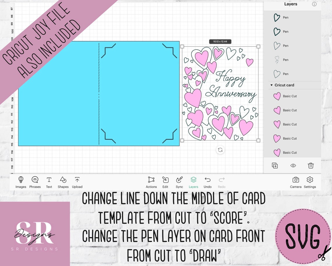 SVG: Anniversary Insert Card. Cricut Joy Friendly. Draw and Cut Card ...