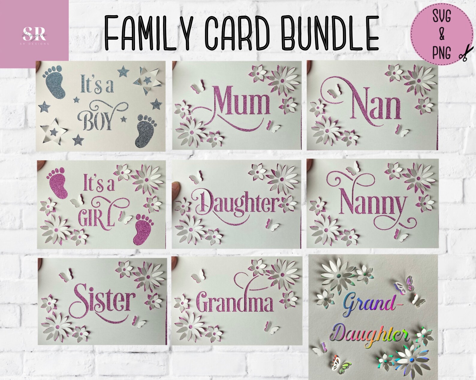SVG: 3D/ pop Up Family Card Bundle. Cricut Card Bundle. Card | Etsy
