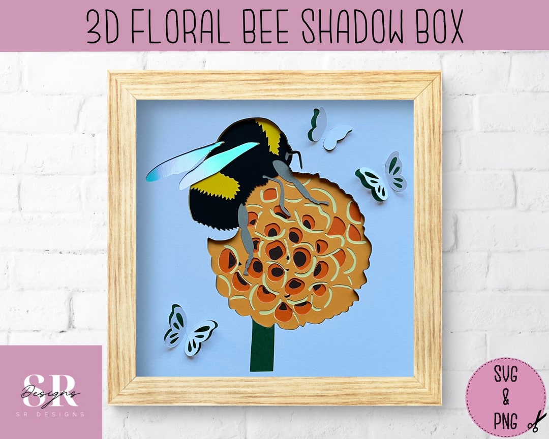 SVG: 3D Floral Bee Shadow Box. Digital Download. Paper Cutting. Layered ...