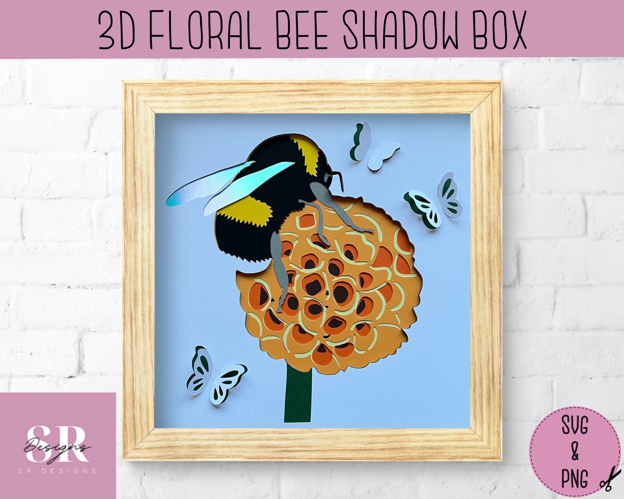 SVG: 3D Floral Bee Shadow Box. Digital Download. Paper - Etsy UK