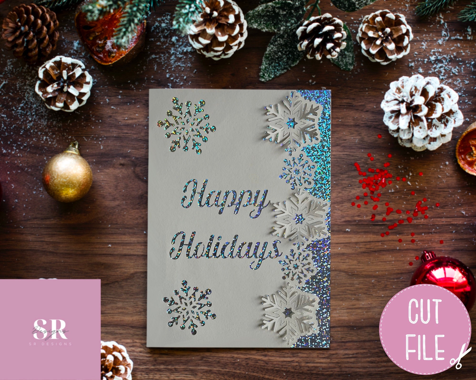 SVG: ‘pop Up’/ 3D Happy Holidays Card. Xmas Card Svg. Pop up Flowers ...