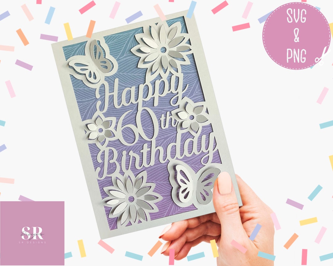 SVG: ‘pop Up’/ 3D Happy 60th Birthday Card. Birthday Card Svg. Pop up ...