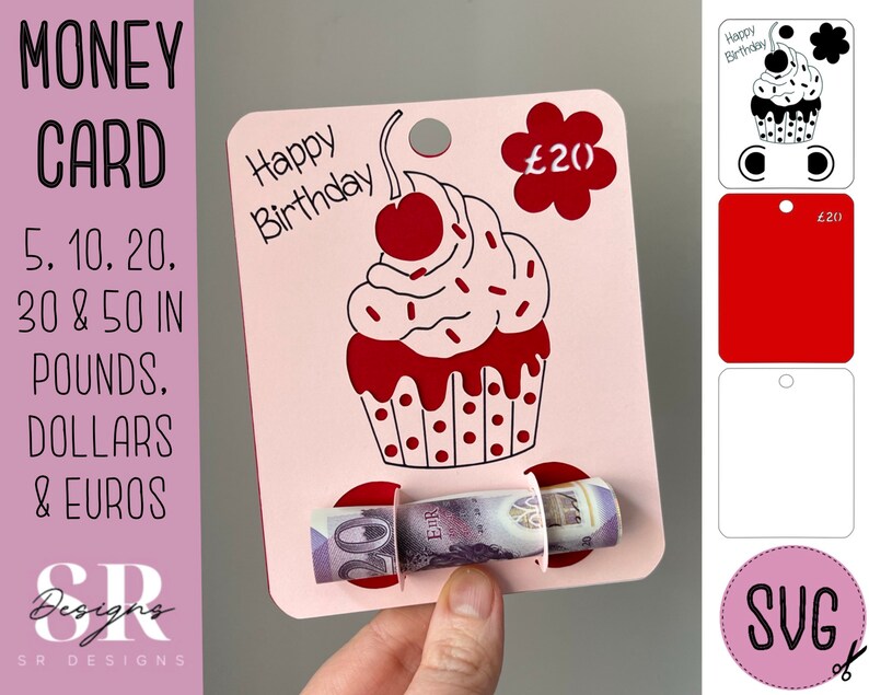 SVG: Birthday Money Card Bundle. Cricut Joy Friendly. Cut and Draw Card ...