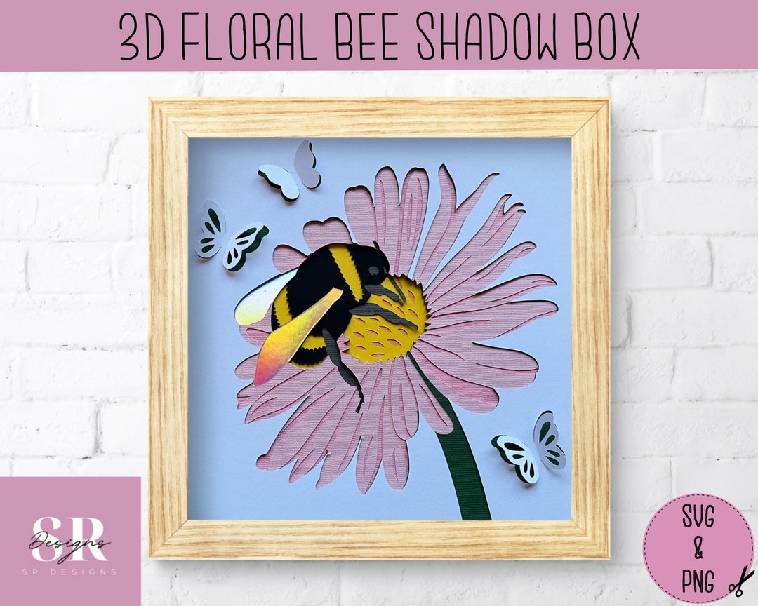SVG: 3D Floral Bee Shadow Box. Digital Download. Paper Cutting. Layered ...