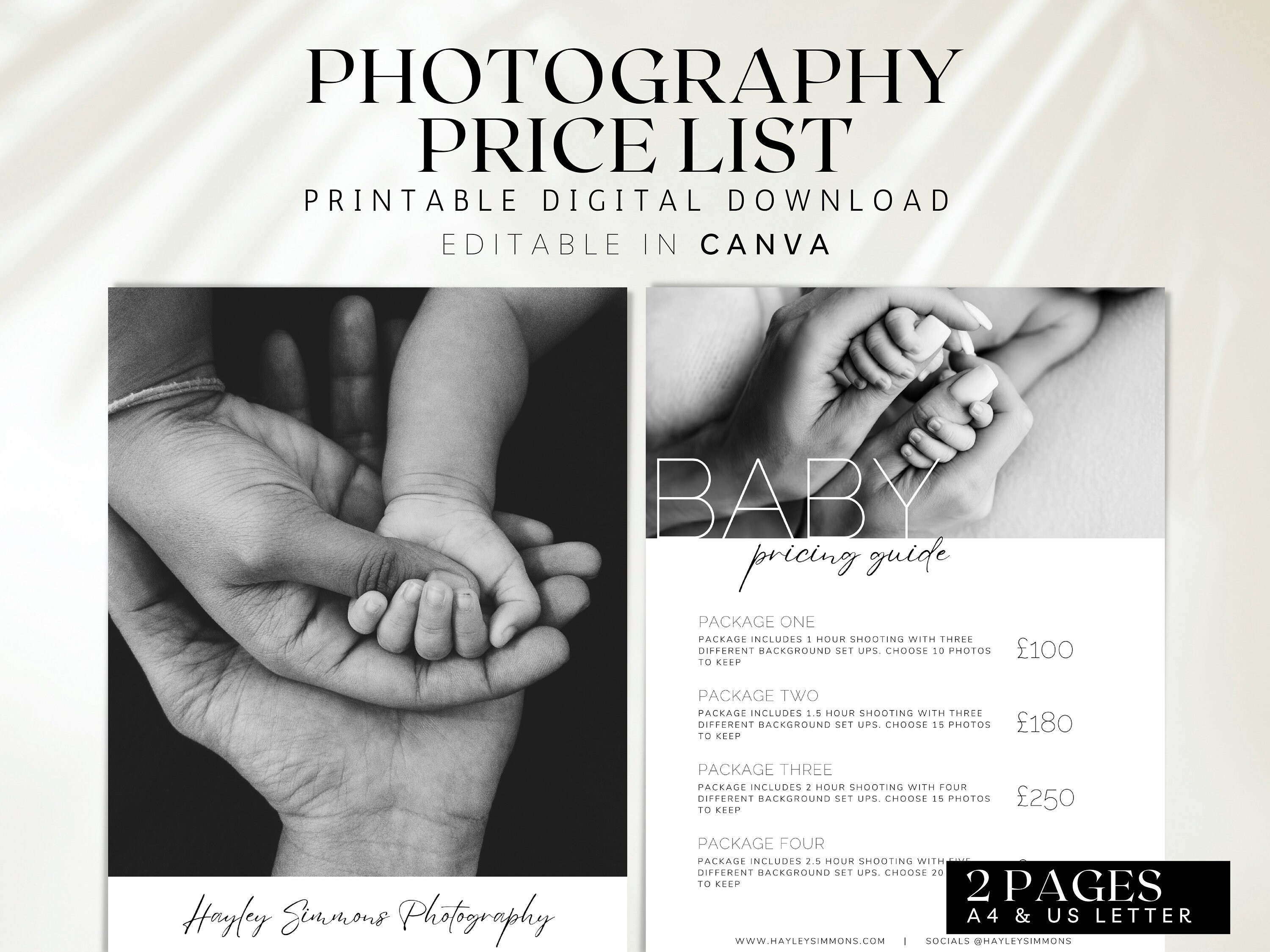Editable Newborn Baby Photoshoot Guide, Photography Pricing Book ...
