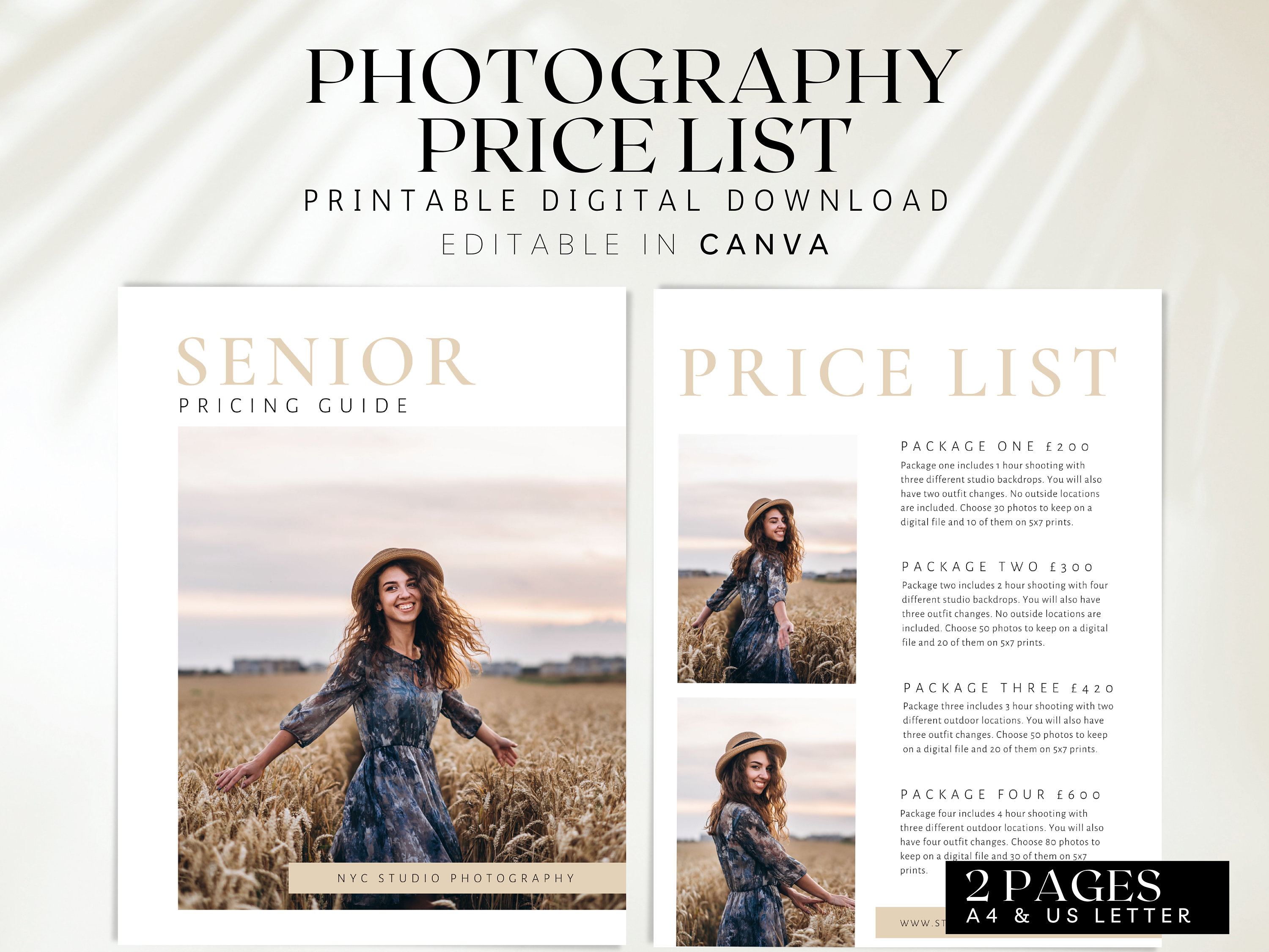 Senior Photography Price List, Graduate Photography Pricing Guide ...