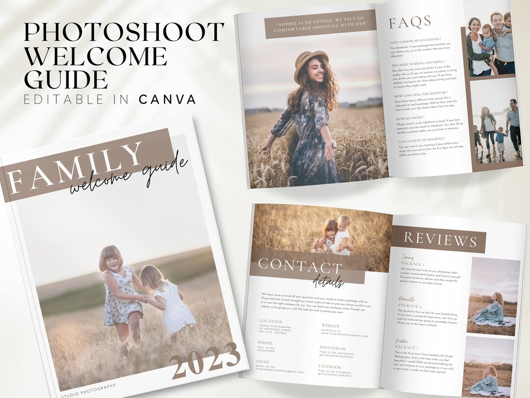 Editable Family Photoshoot Welcome Guide, Photography Pricing Book ...