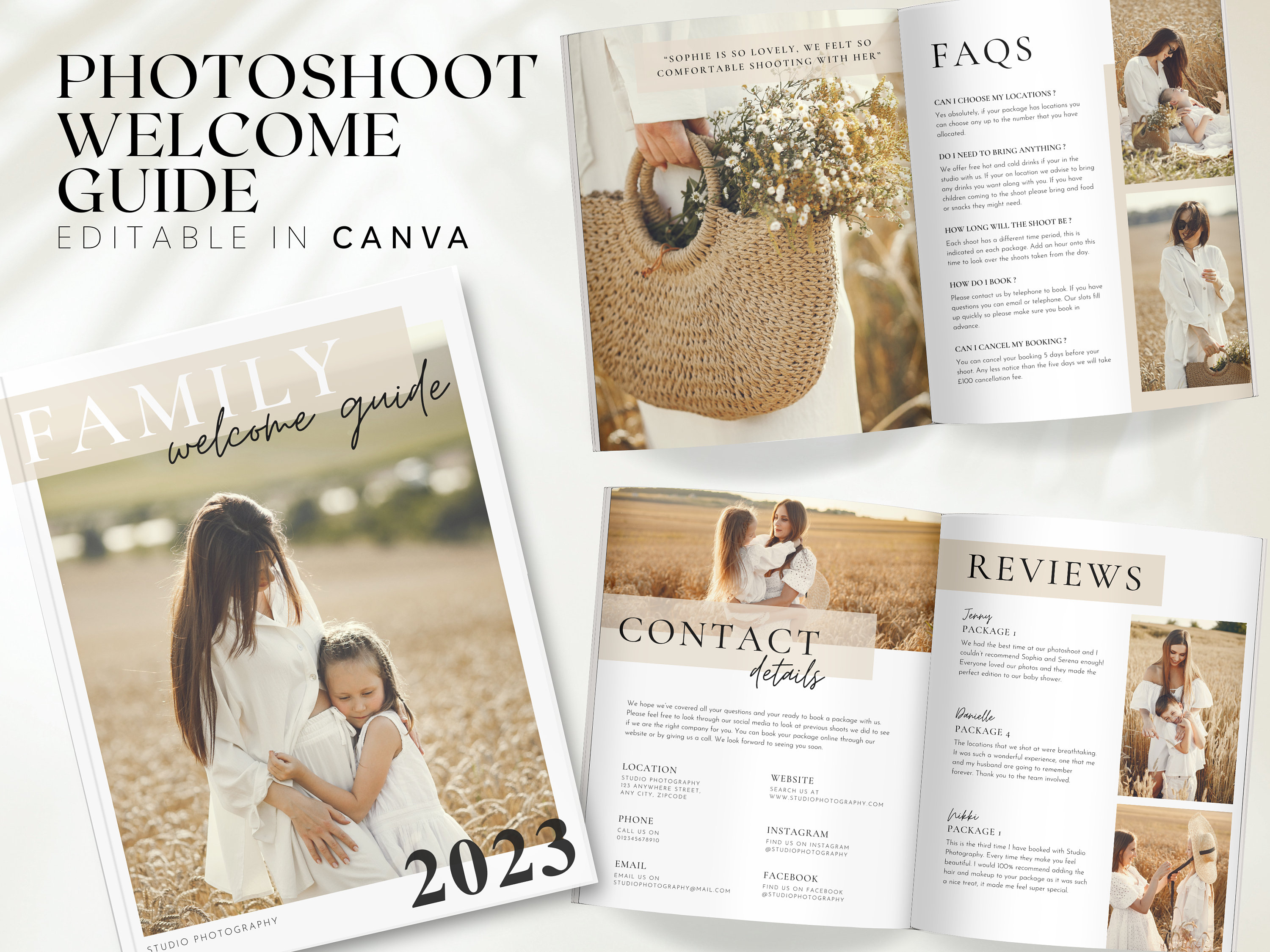 Editable Family Photoshoot Welcome Guide Photography Pricing - Etsy