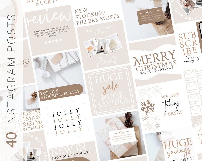 Neutral Christmas Instagram Post, Boxing Day Instagram Post, Minimalist ...