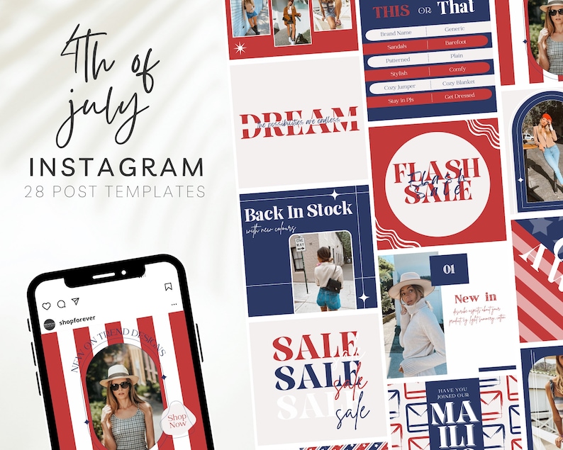 Editable 4th July Instagram Posts, Independence Day Posts, USA ...