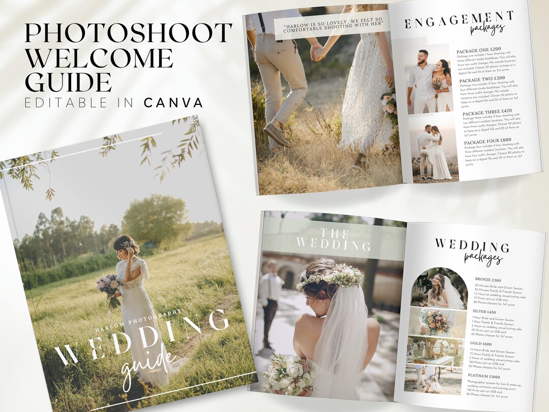 Editable Wedding Photography Welcome Guide, Wedding Photography Pricing ...