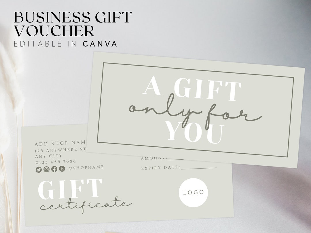 Business Gift Certificate Template, Editable Shop Gift Voucher ...