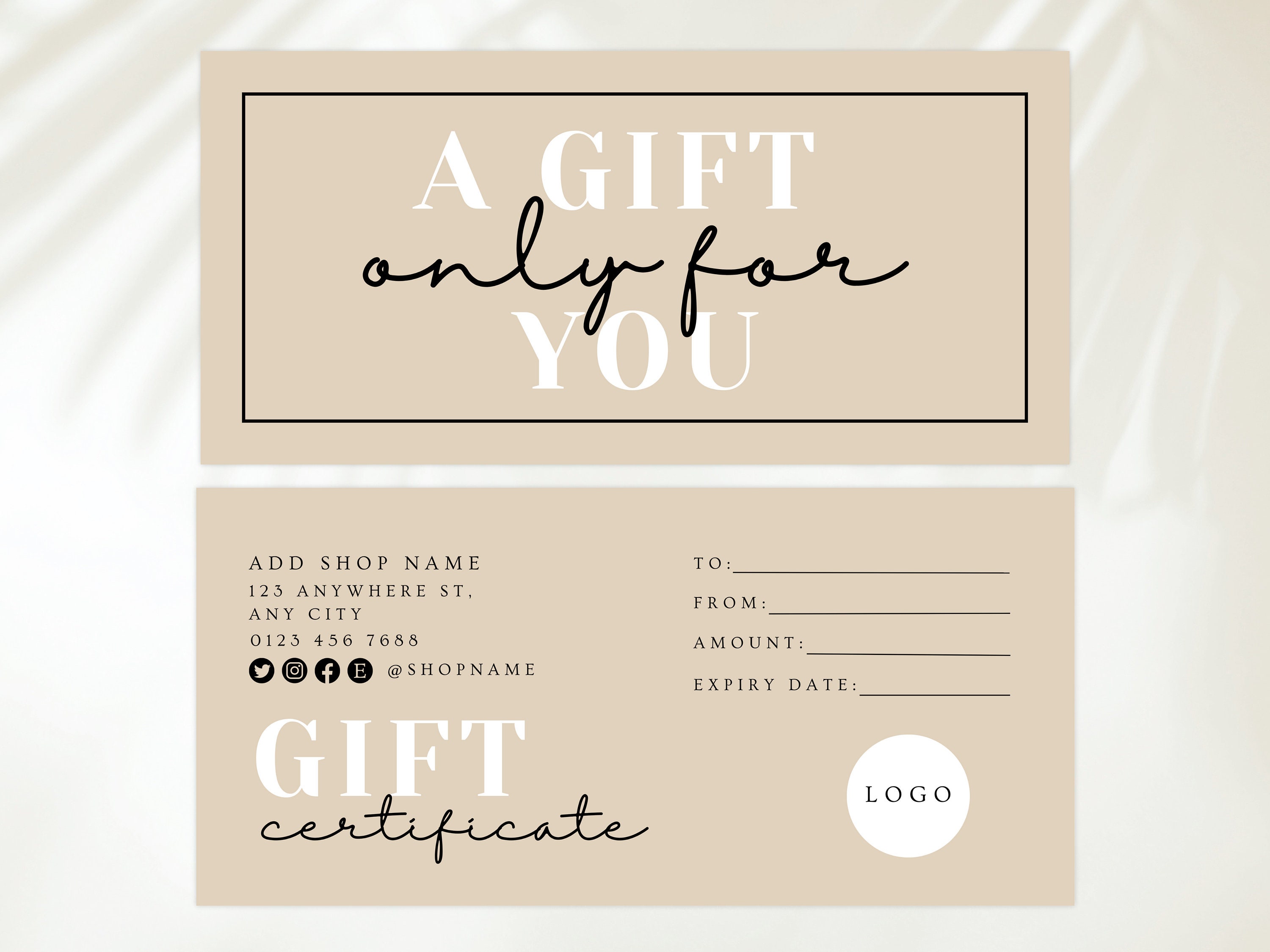 Business Gift Certificate Template, Editable Shop Gift Voucher ...