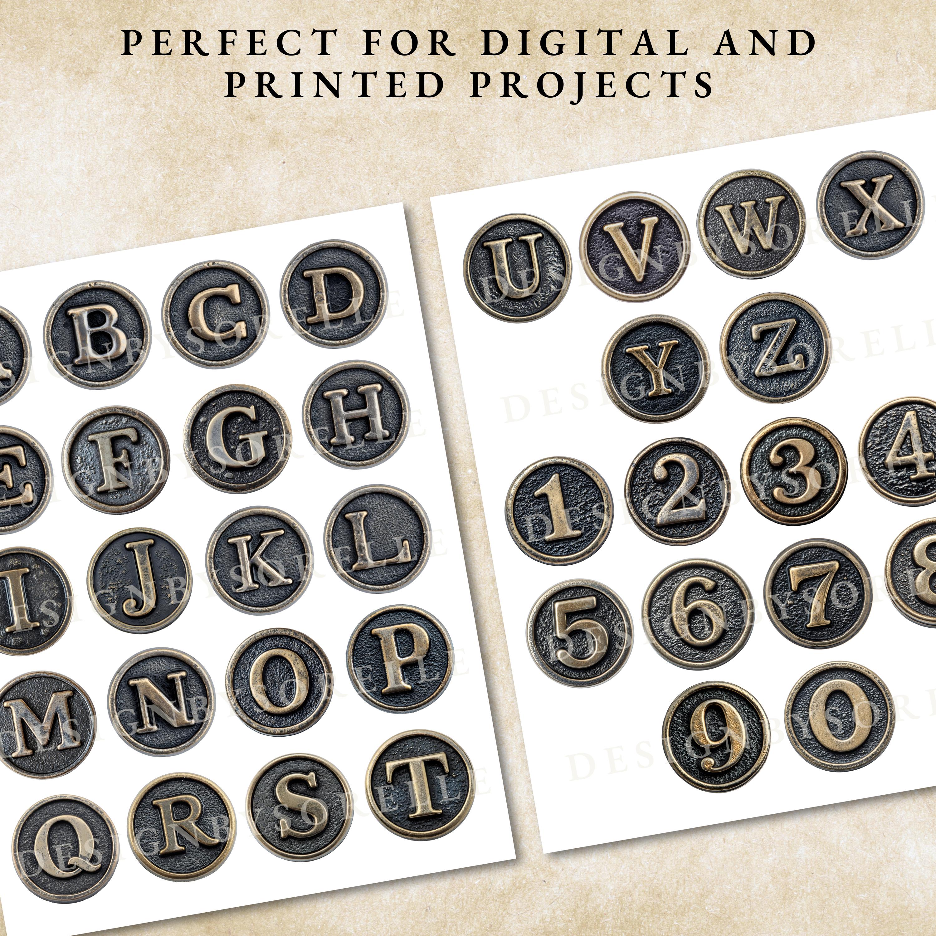 Typewriter Alphabet Letters, Alphabet Ephemera, Grunge Numbers Ephemera ...