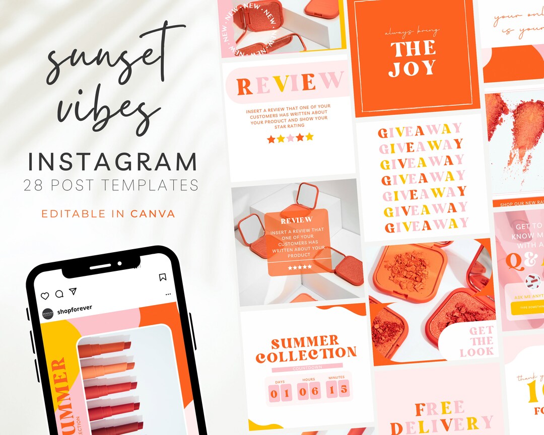 Orange Retro Instagram Post Template, Pink Social Media, Pink Quotes ...