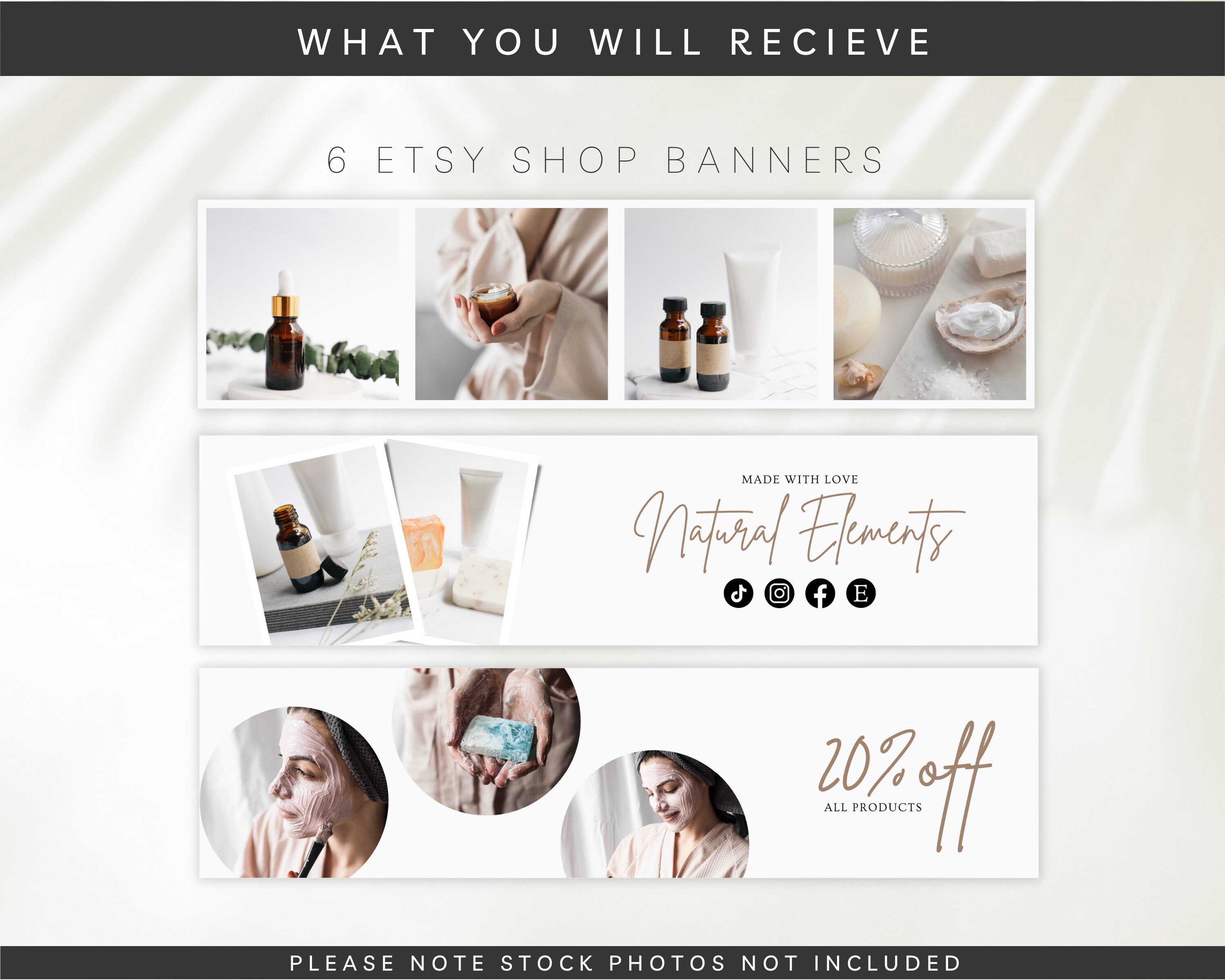 Neutral Etsy Shop Branding Starter Kit, DIY White Editable Etsy ...