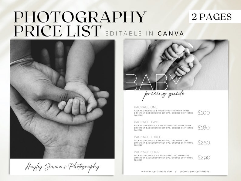 Editable Newborn Baby Photoshoot Guide, Photography Pricing Book ...
