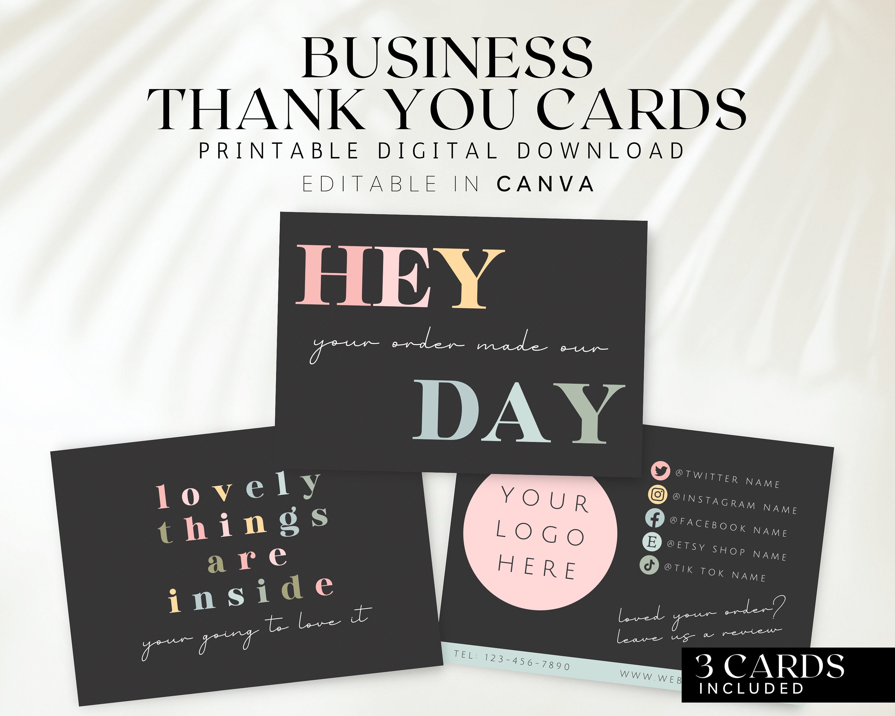 Editable Business Thank You Card, Small Business Packaging Cards ...