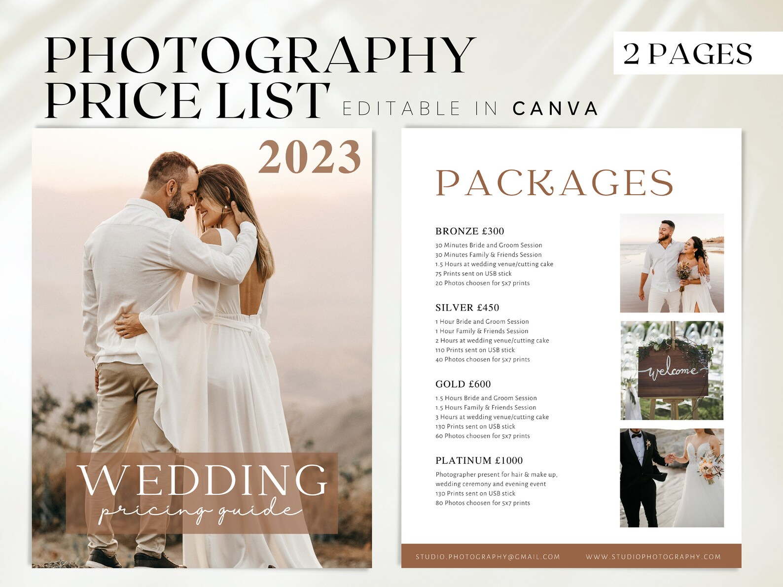 Editable Wedding Photoshoot Price List, Wedding Photography Pricing ...