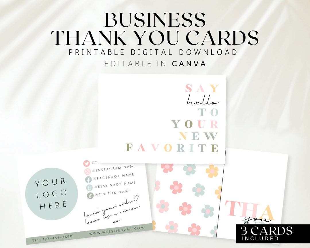 Editable Business Thank You Card, Small Business Packaging Cards ...