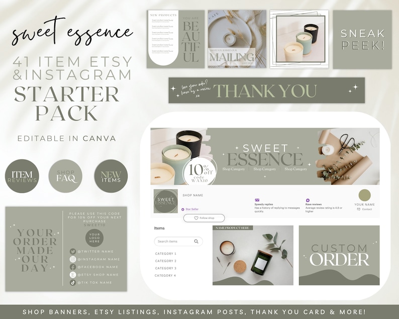 Etsy Shop Branding Starter Pack Etsy Branding Kit Instagram Etsy