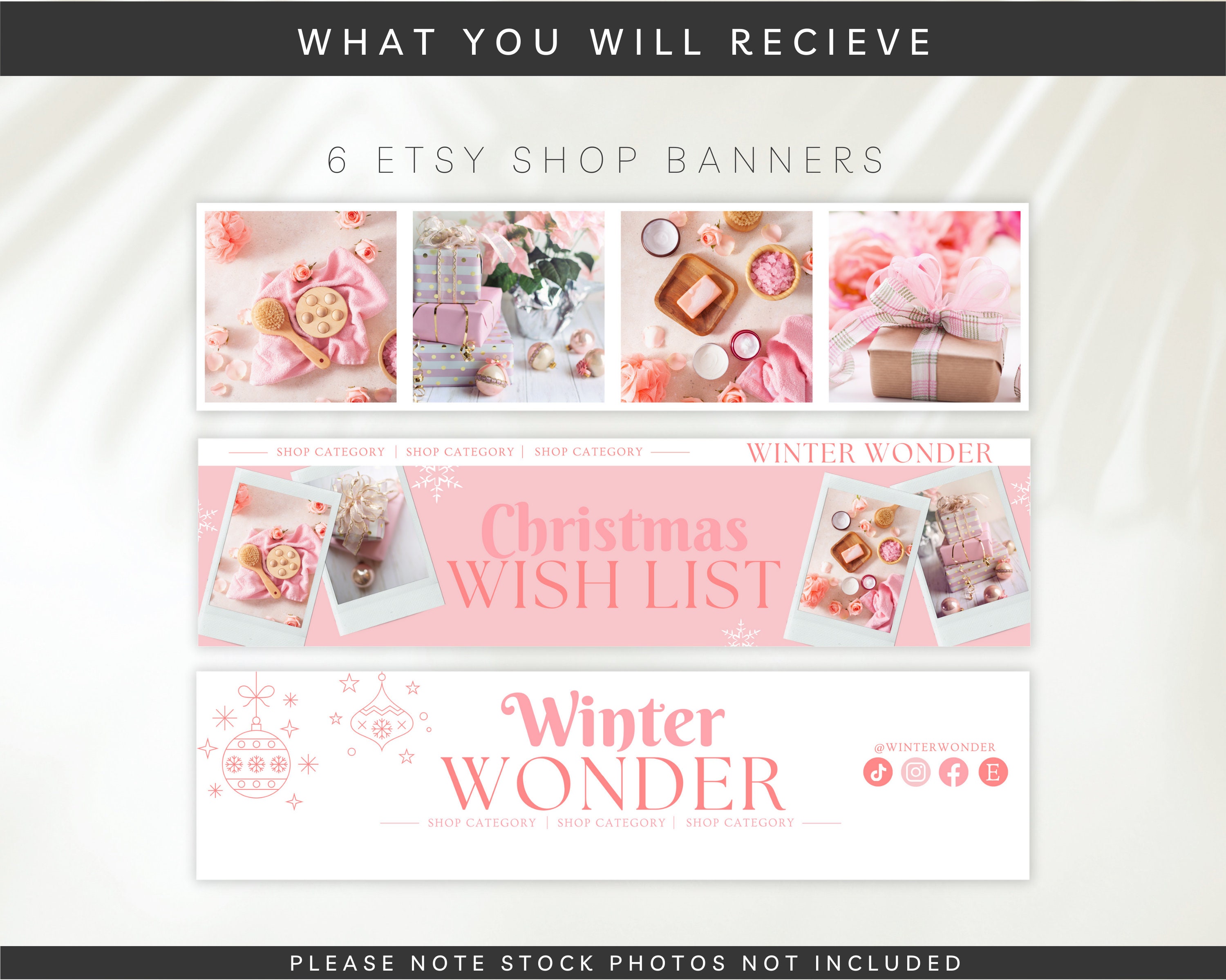 Christmas Sale Etsy Shop Branding Kit, Etsy Business Branding Kit, Pink ...