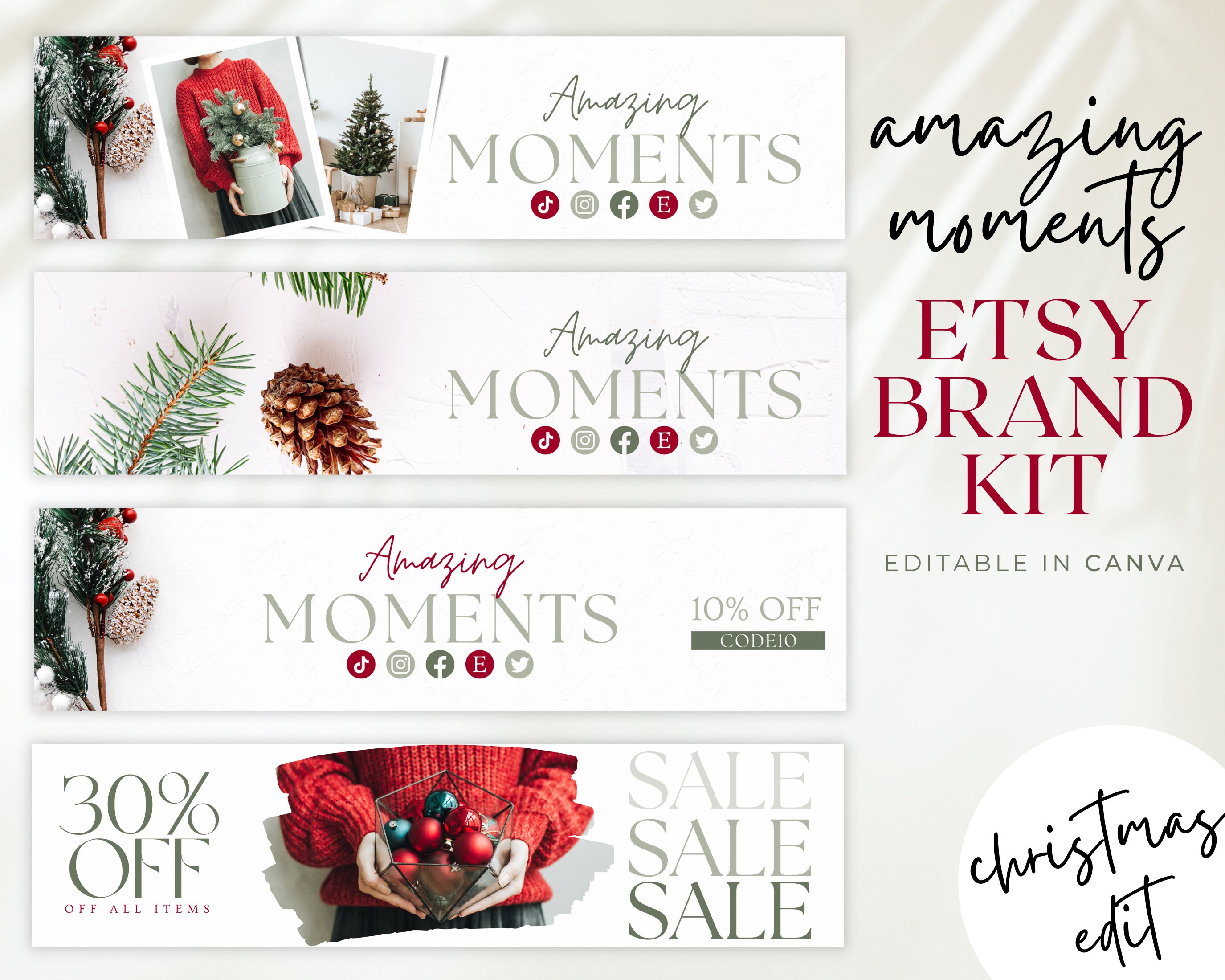 Christmas Sale Etsy Shop Branding Kit Etsy Business Branding - Etsy