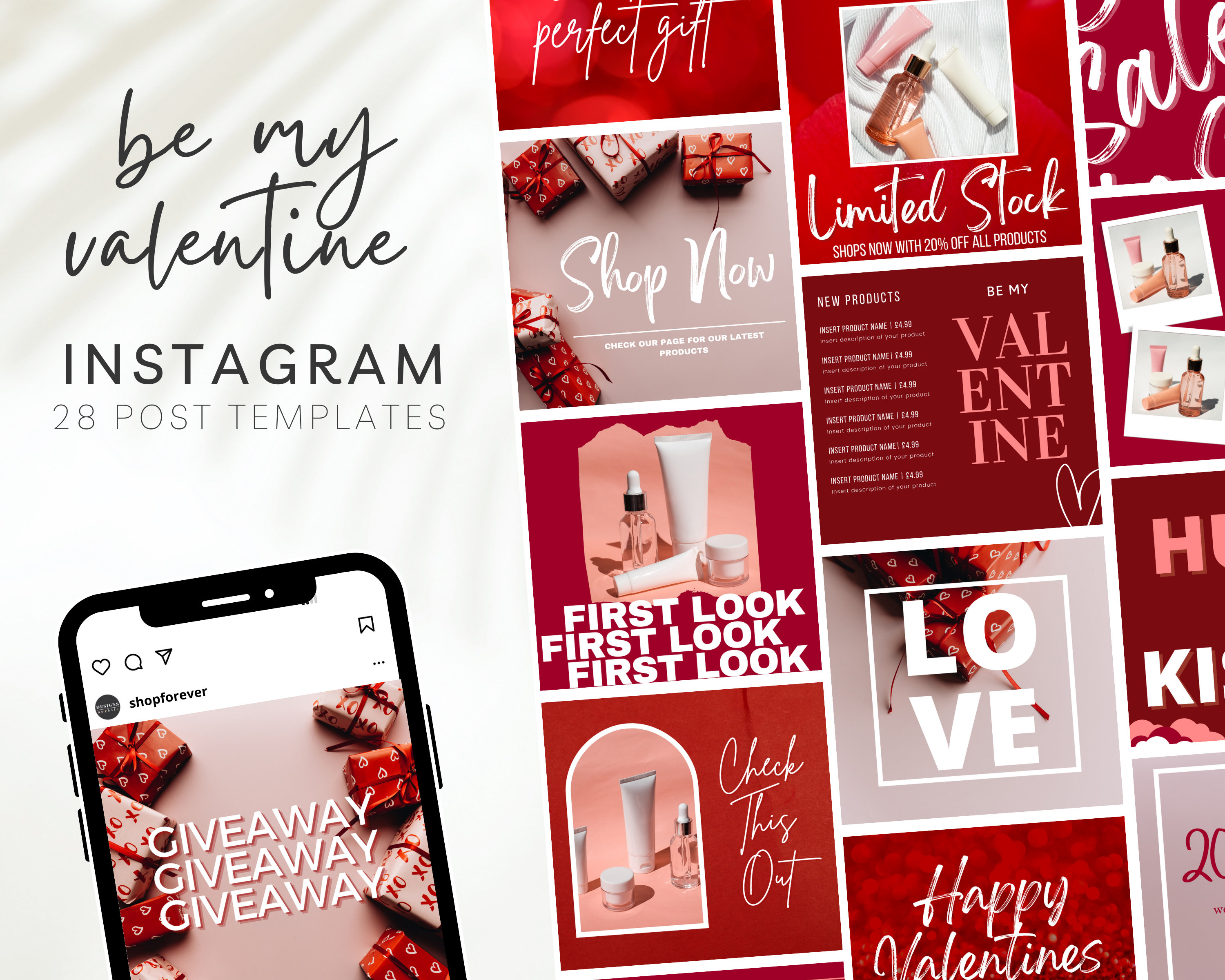 Valentines Day Instagram Post Seasonal Template Red - Etsy