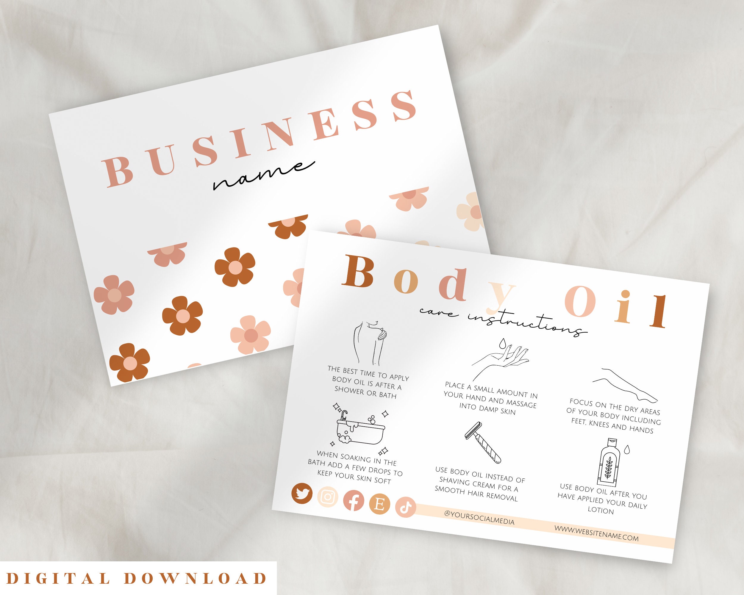 Body Oil Care Instruction Card Printable Lotion Care Guide - Etsy