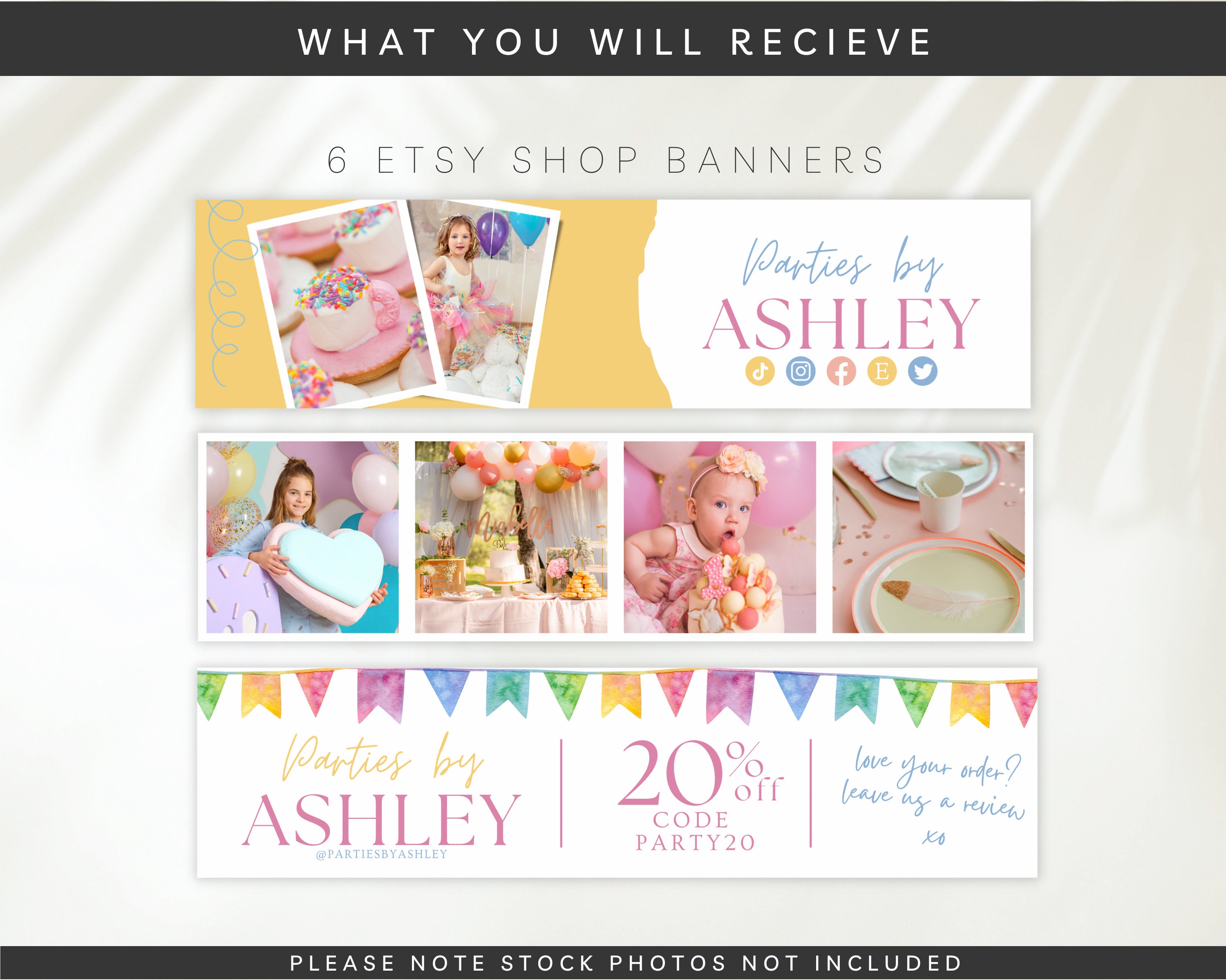 Pastel Etsy Shop Branding Starter Pack Kit, Etsy Branding Kit, Balloon ...