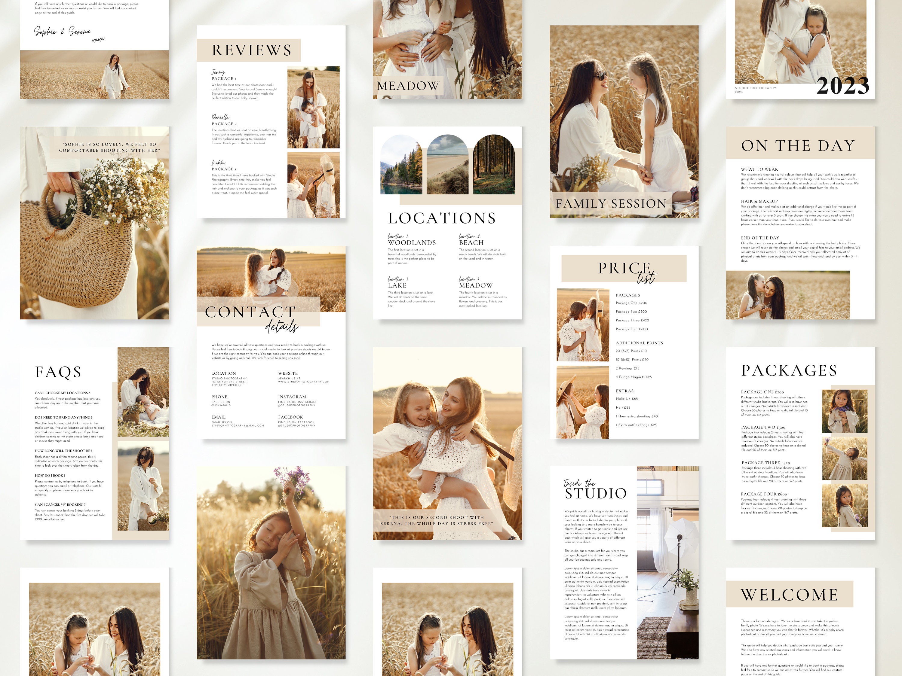 Editable Family Photoshoot Welcome Guide Photography Pricing - Etsy