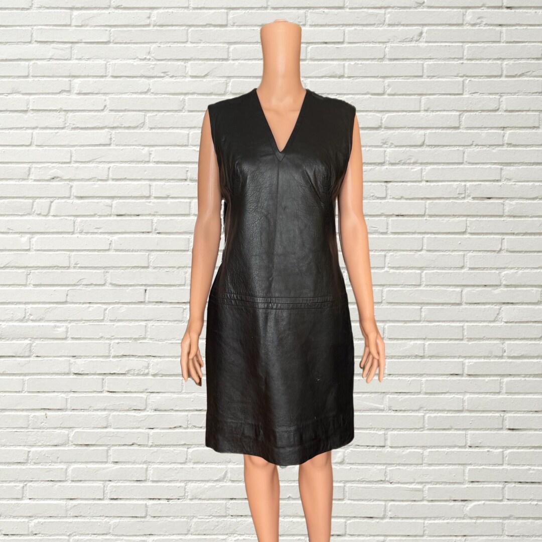 Vintage 60s Black Leather Shift Dress - Mod Glam Rock S/m - Etsy