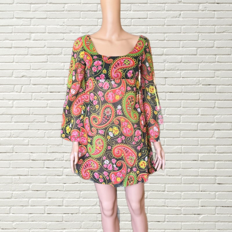 70s Paisley Dress - Etsy