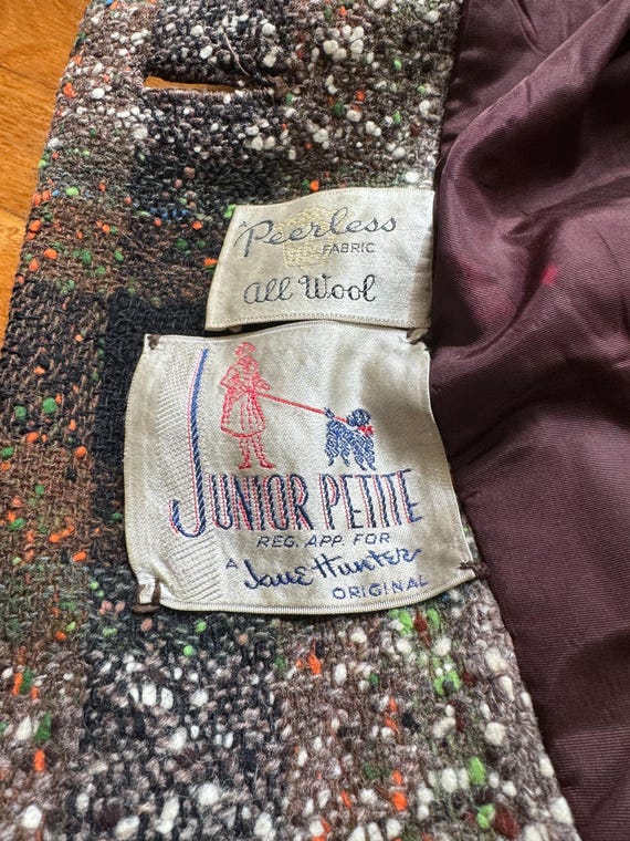 Vintage 50s 60s Plaid Wool Coat - Jane Hunter - Brown… - Gem