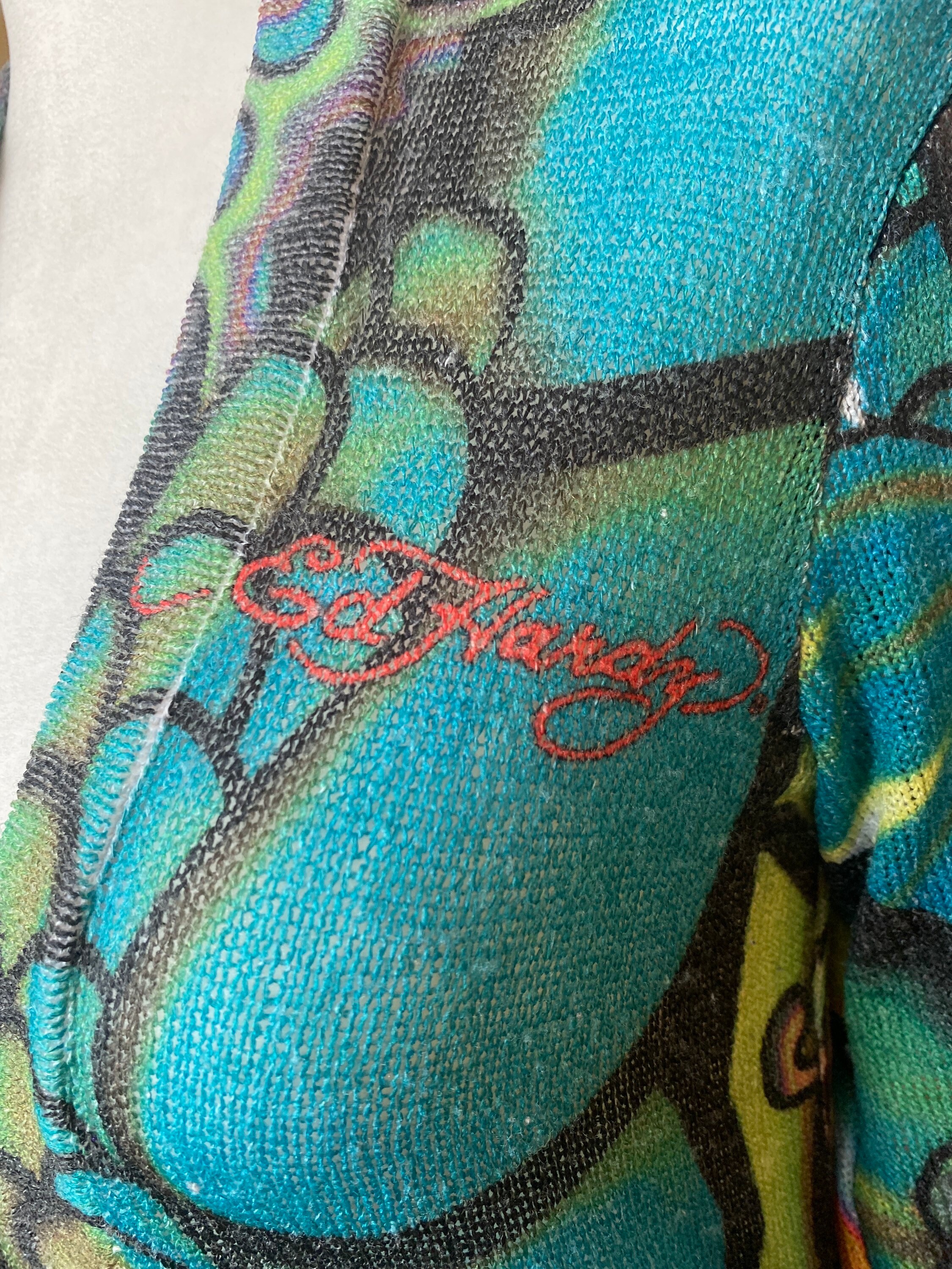 Vintage 90s Y2K Ed Hardy Mermaid Print Sweatshirt Hooded All Over Print ...