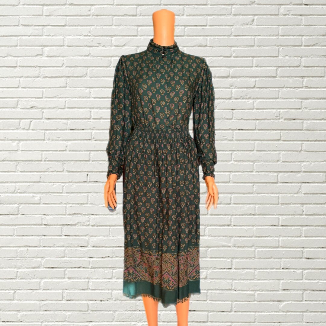 Vintage 70s Pierre Cardin Set - Prairie Maxi Skirt & Blouse Green ...