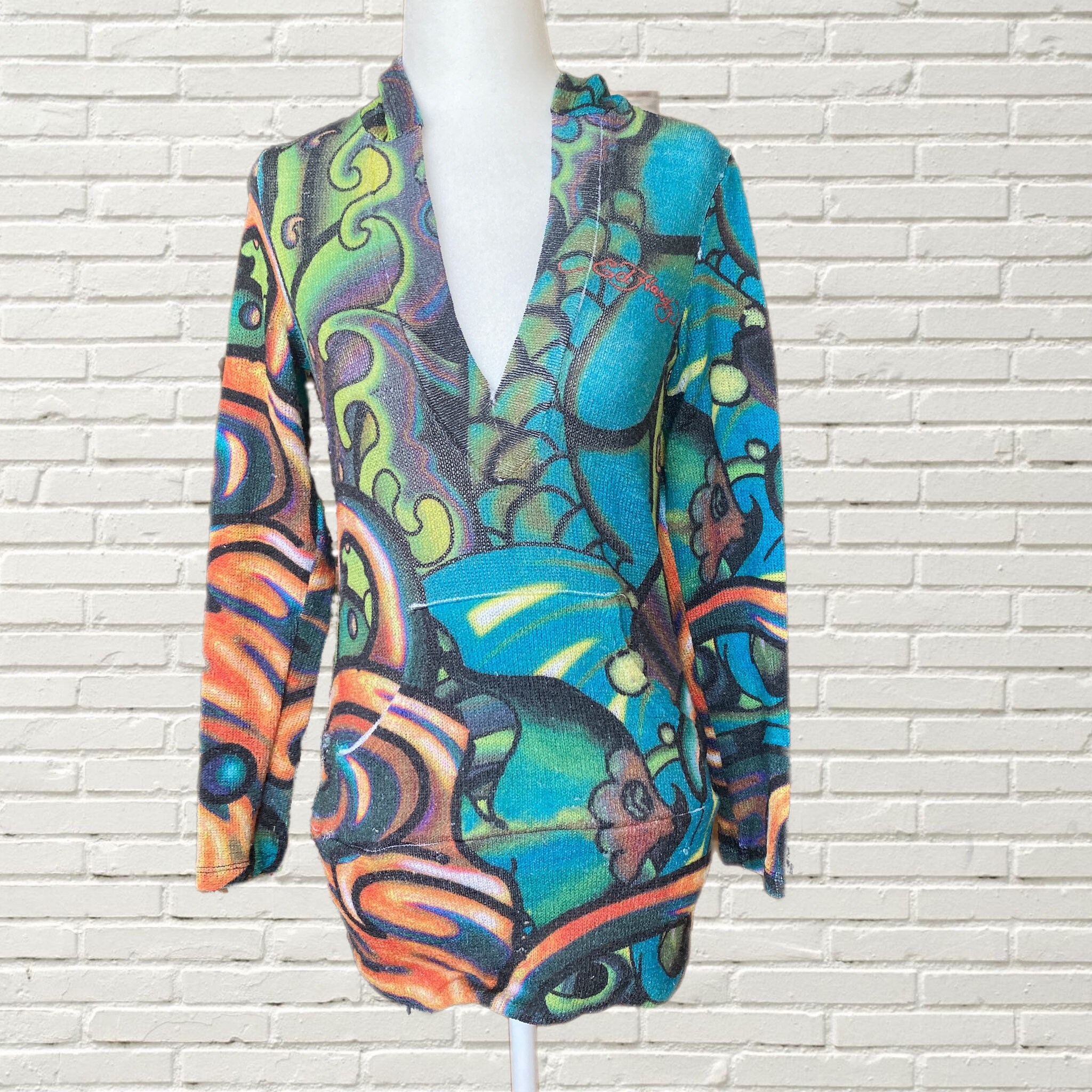 Vintage 90s Y2K Ed Hardy Mermaid Print Sweatshirt Hooded - Etsy