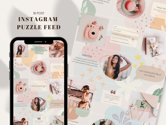 90s Inspired Insta Engagement Branding Posts IG Puzzle Grid Template ...