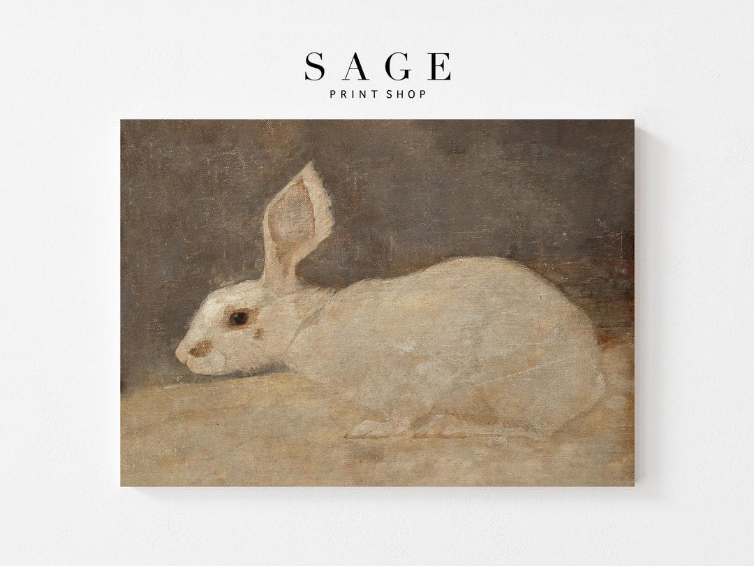 White Rabbit Wall Art, Easter Wall Art, Nursery Farm Animal Painting ...