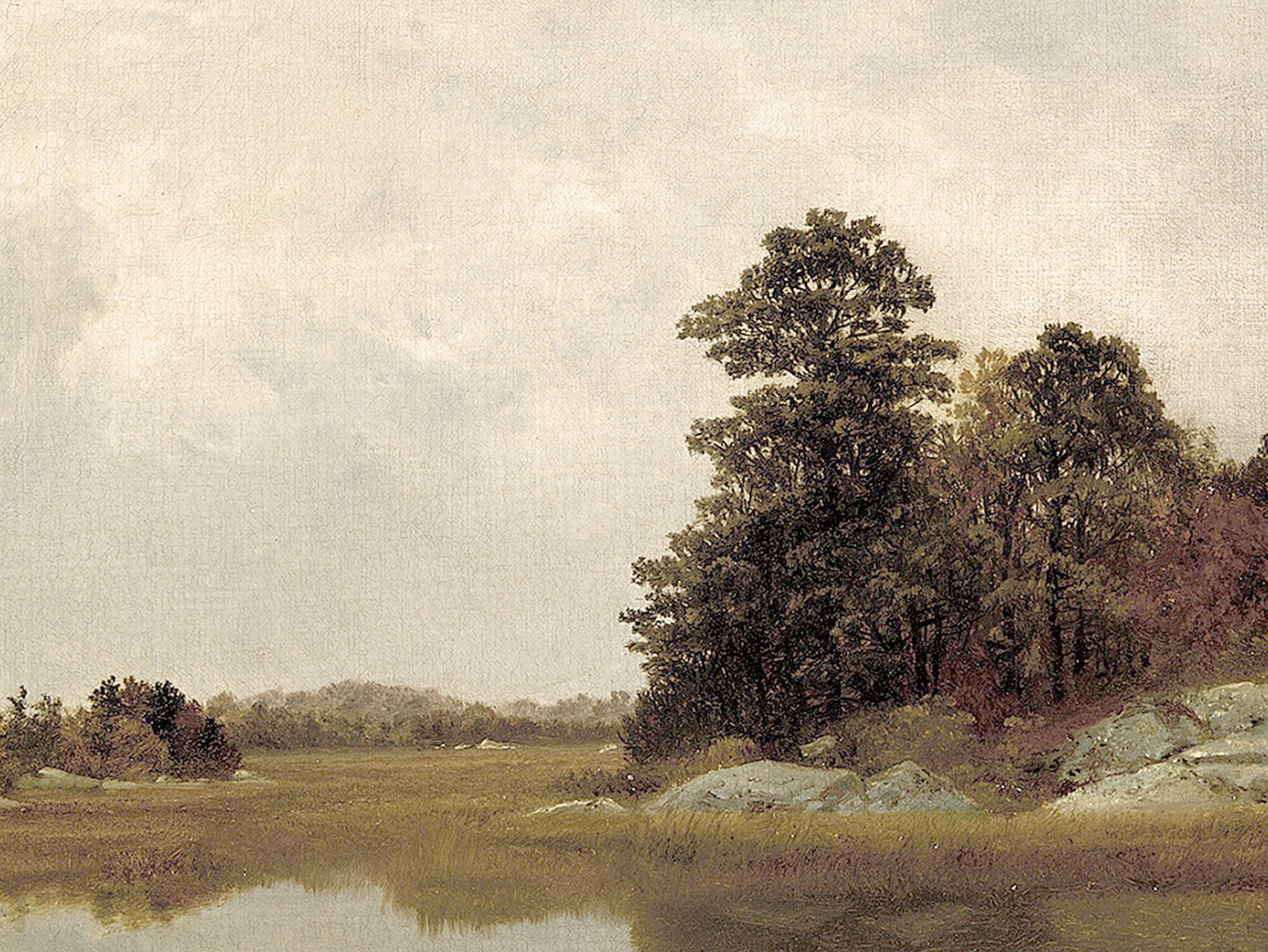 October Landscape Oil Painting | Fall River Landscape Wall Art ...