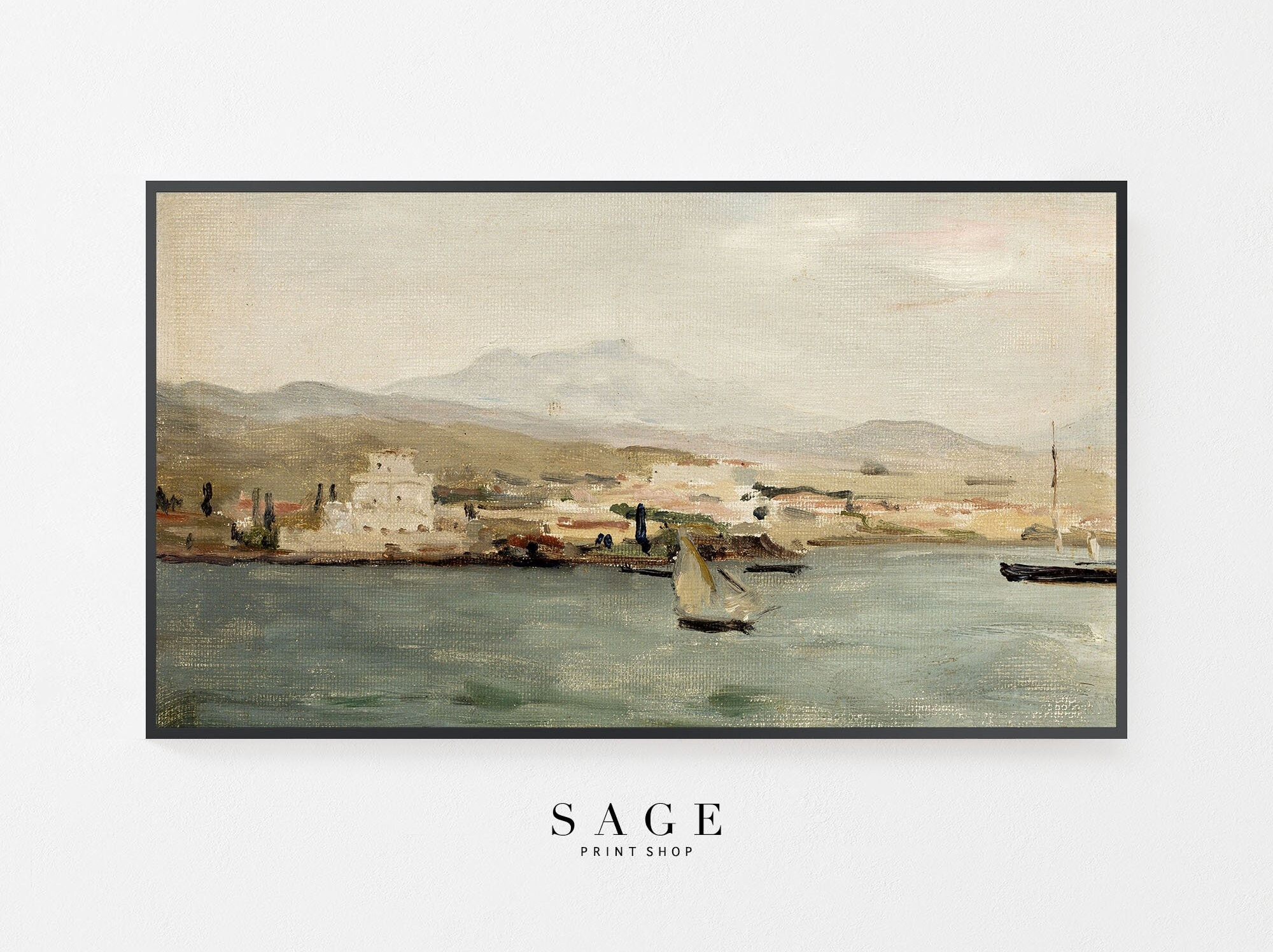 Coastal Art for Frame TV Samsung Frame TV Art Mediterranean Coast 213 ...