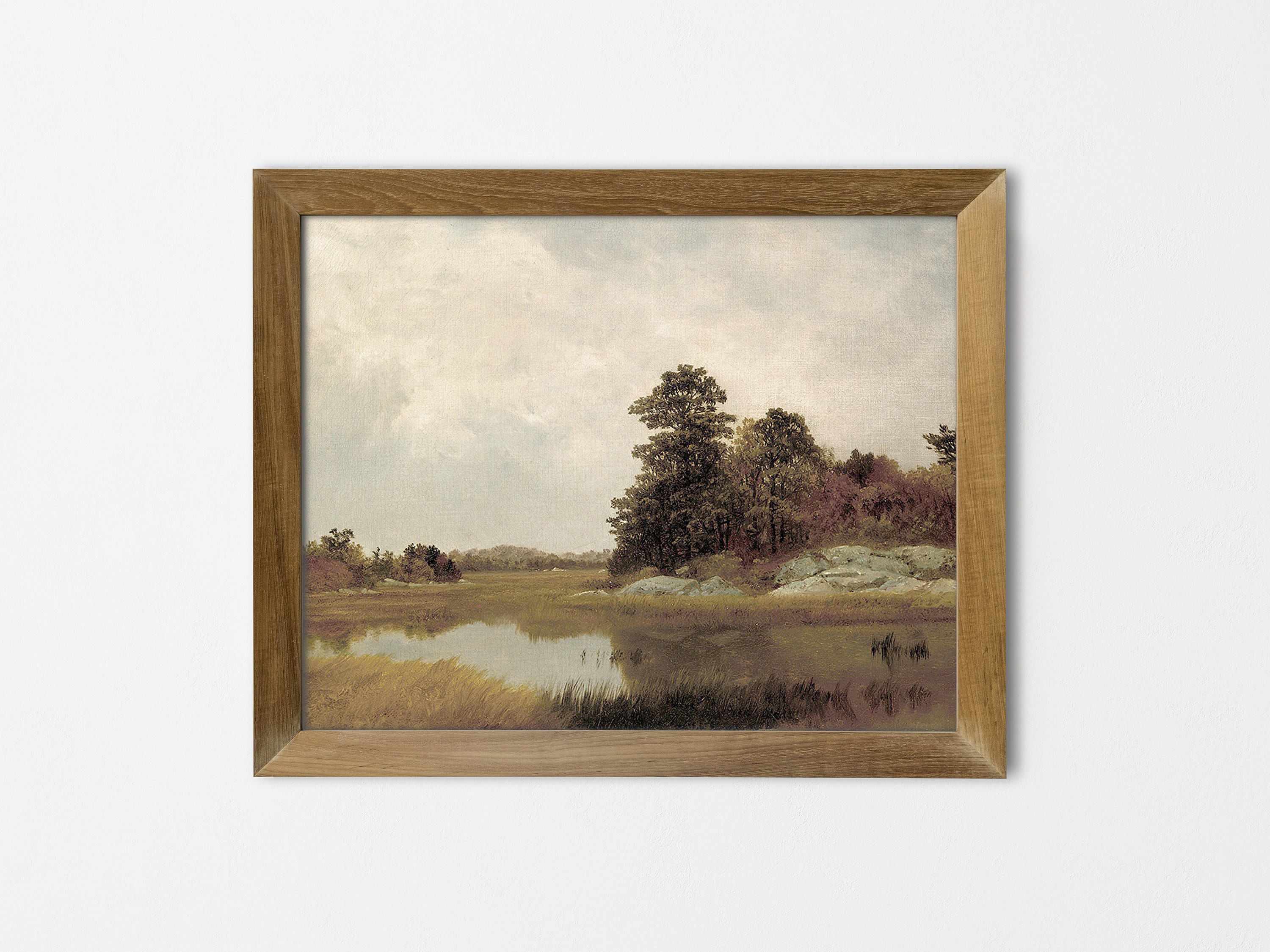 October Landscape Oil Painting | Fall River Landscape Wall Art ...