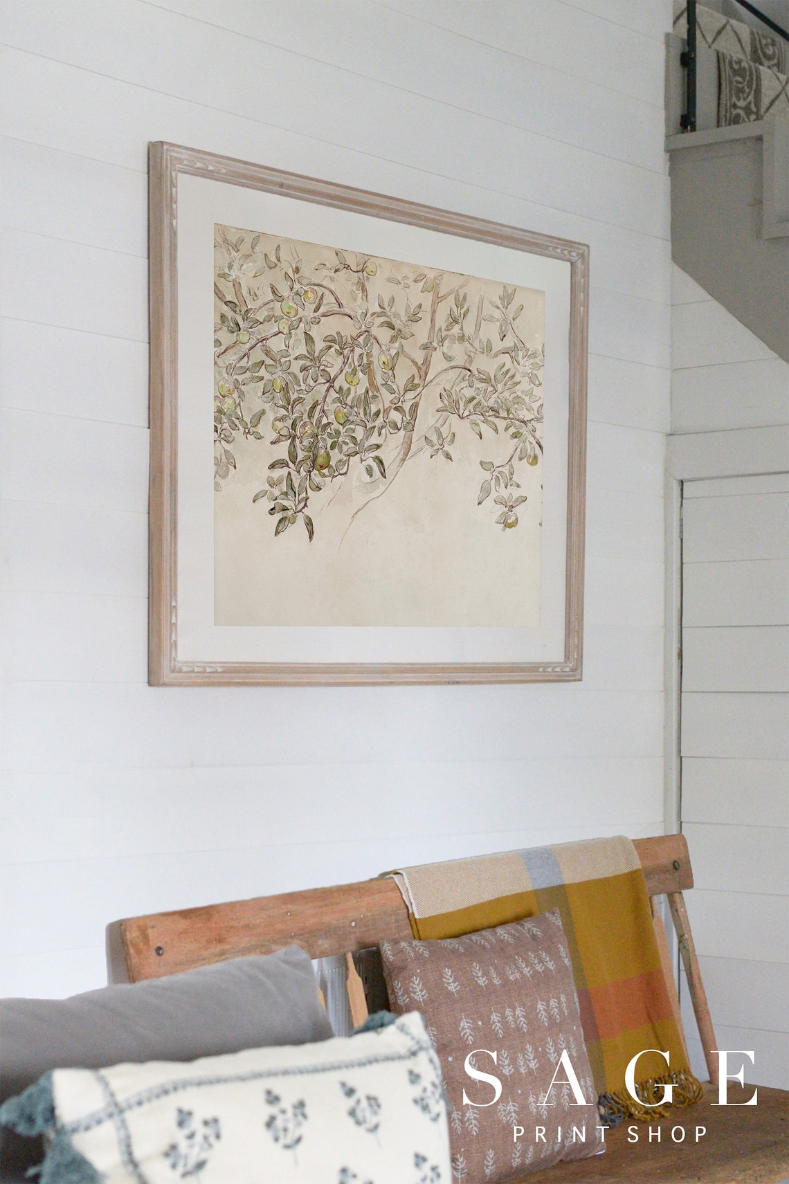 Rustic Neutral Apple Tree Art Print, Farmhouse Kitchen Vintage Wall Art ...