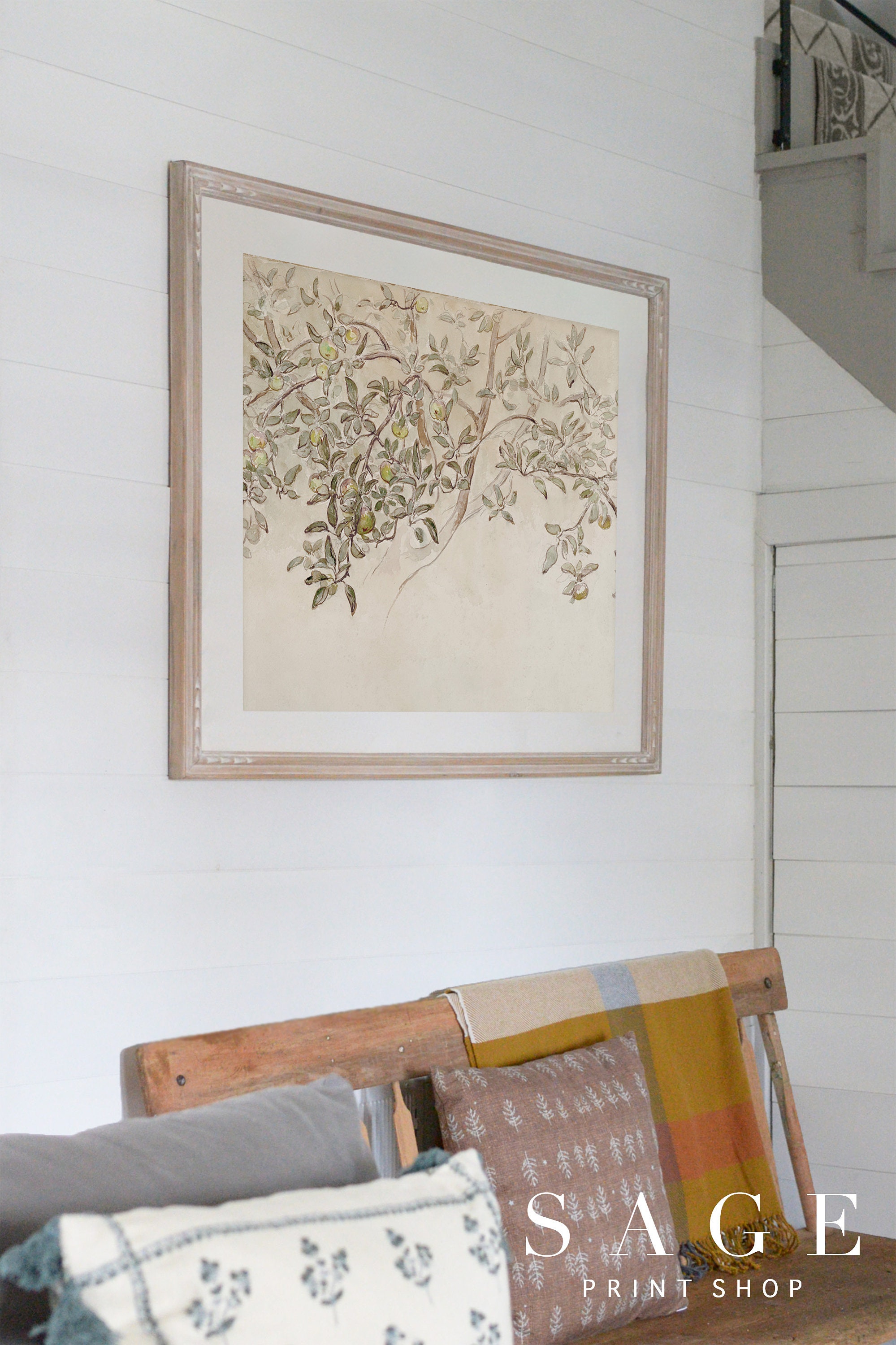 Rustic Neutral Apple Tree Art Print, Farmhouse Kitchen Vintage Wall Art ...