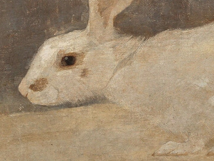 White Rabbit Wall Art, Easter Wall Art, Nursery Farm Animal Painting ...