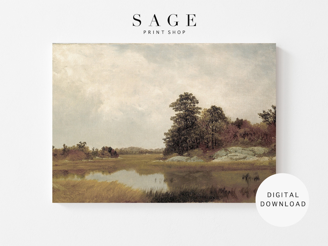 October Landscape Oil Painting | Fall River Landscape Wall Art ...