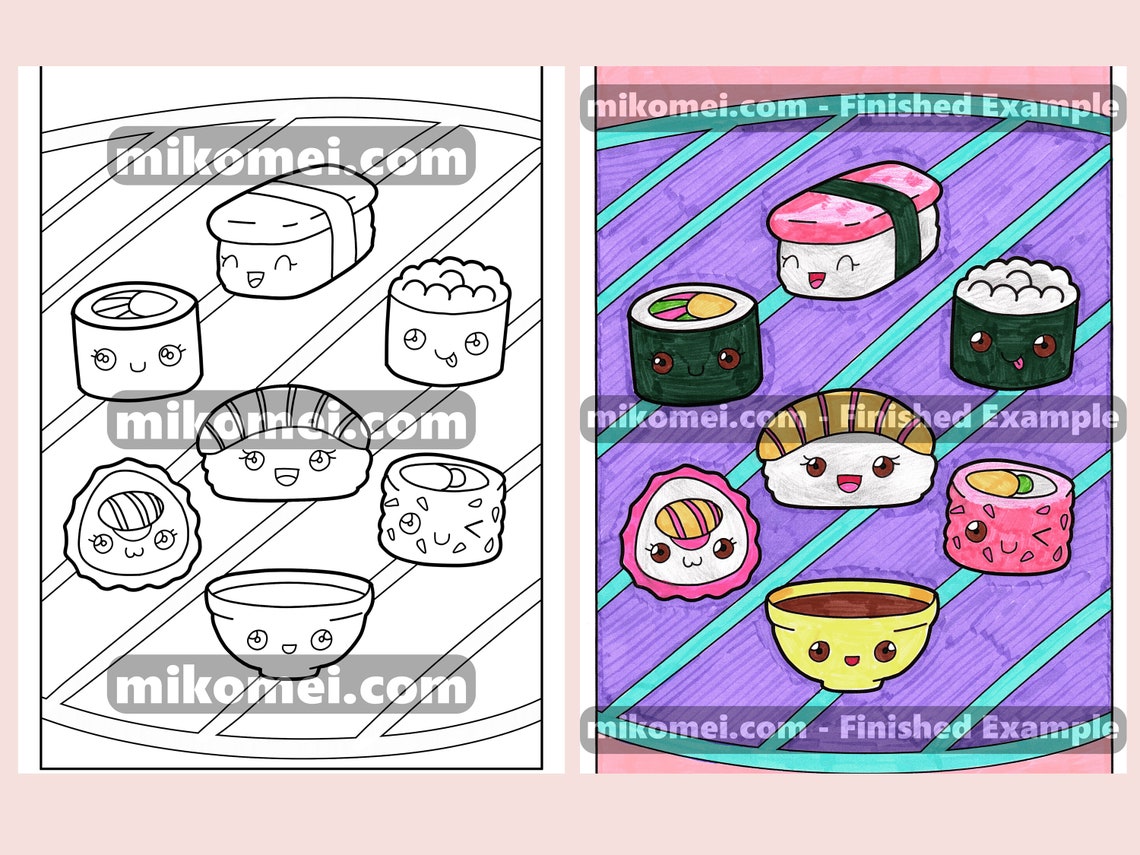 Kawaii Japanese Food Coloring Book : 30-page PDF - Etsy