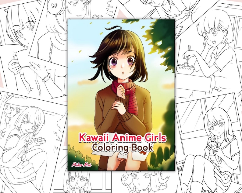 Kawaii Anime Girls Coloring Book for Children and Adults : 30-page PDF ...