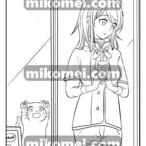 Cat Café - Kawaii Anime Coloring Book for Children and Adults : 30-page ...